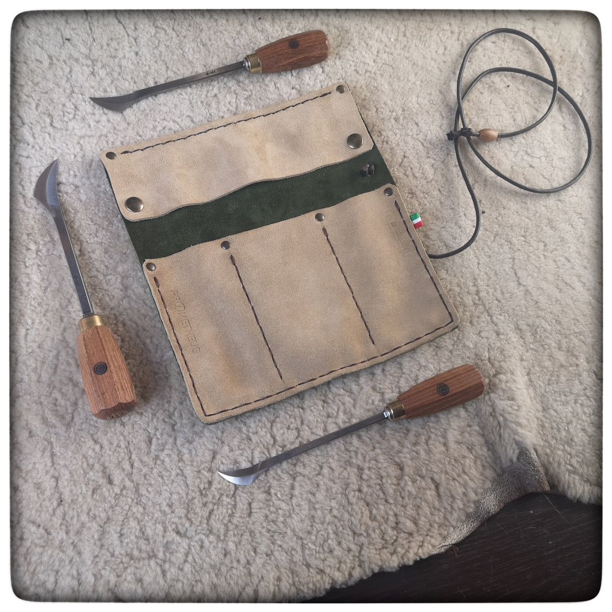 TOOLROLL 3 XL - SUEDE LEATHER – PROMETHEUS Bushcraft Equipment